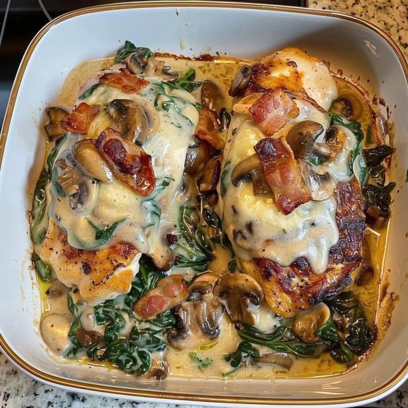 Creamy Chicken with Mushrooms, Spinach & Bacon – My Website